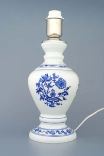 Cibulák Cibulák Lampový podstavec 1972 s monturou 29 cm originální cibulákový porcelán Dubí , cibulový vzor, (10448)