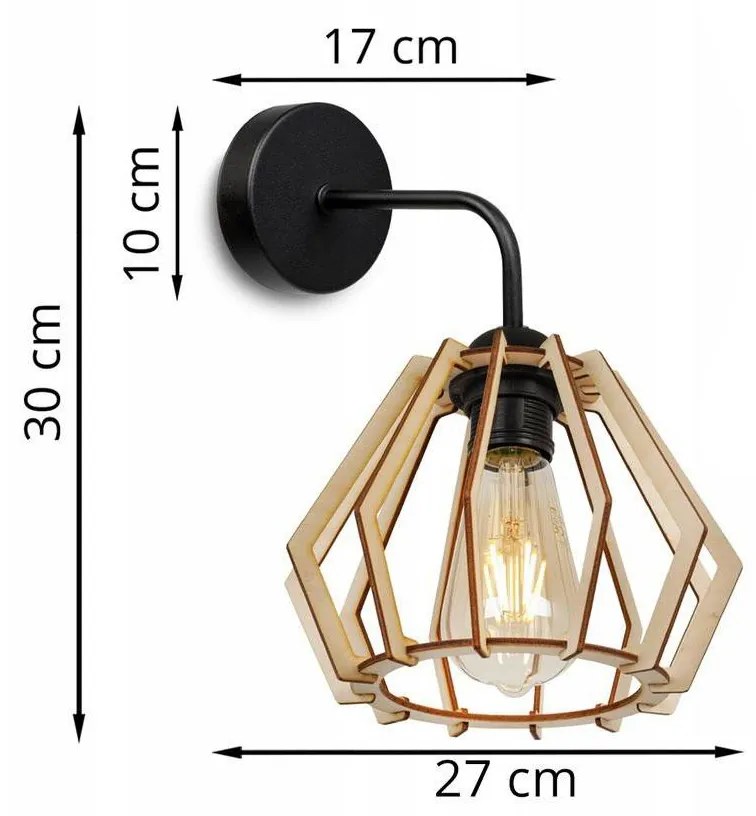 Nástěnné svítidlo TIMBER, 1x dřevěné stínítko, KF