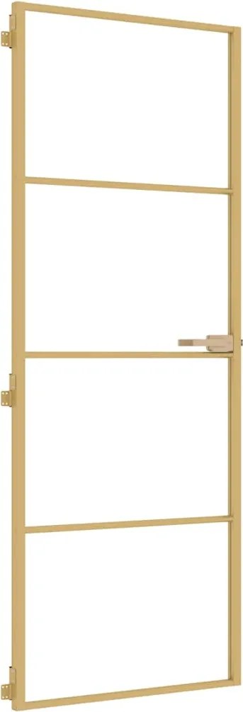 Interiérové dveře úzké zlaté 76x201,5 cm tvrzené sklo a hliník 155132
