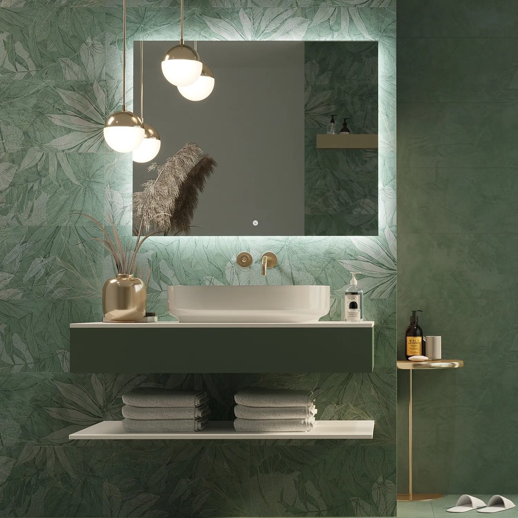 Zrcadlo do koupelny s LED osvětlením, černé rámečky, moderní design