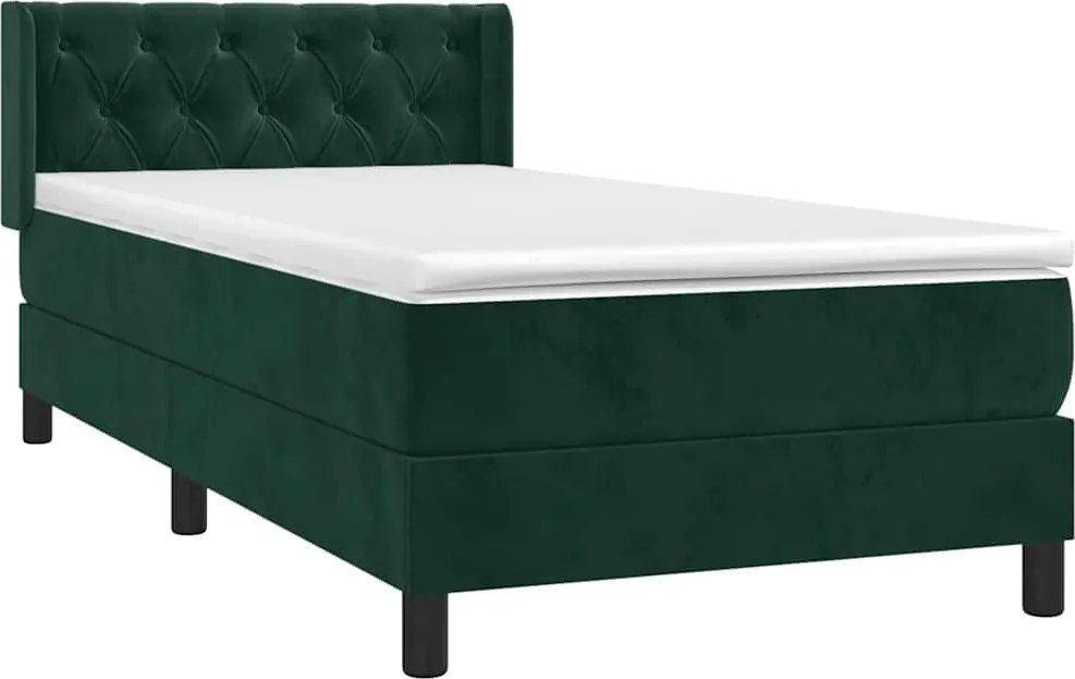 Box spring postel s matrací tmavě zelená 80 x 200 cm samet 3131108