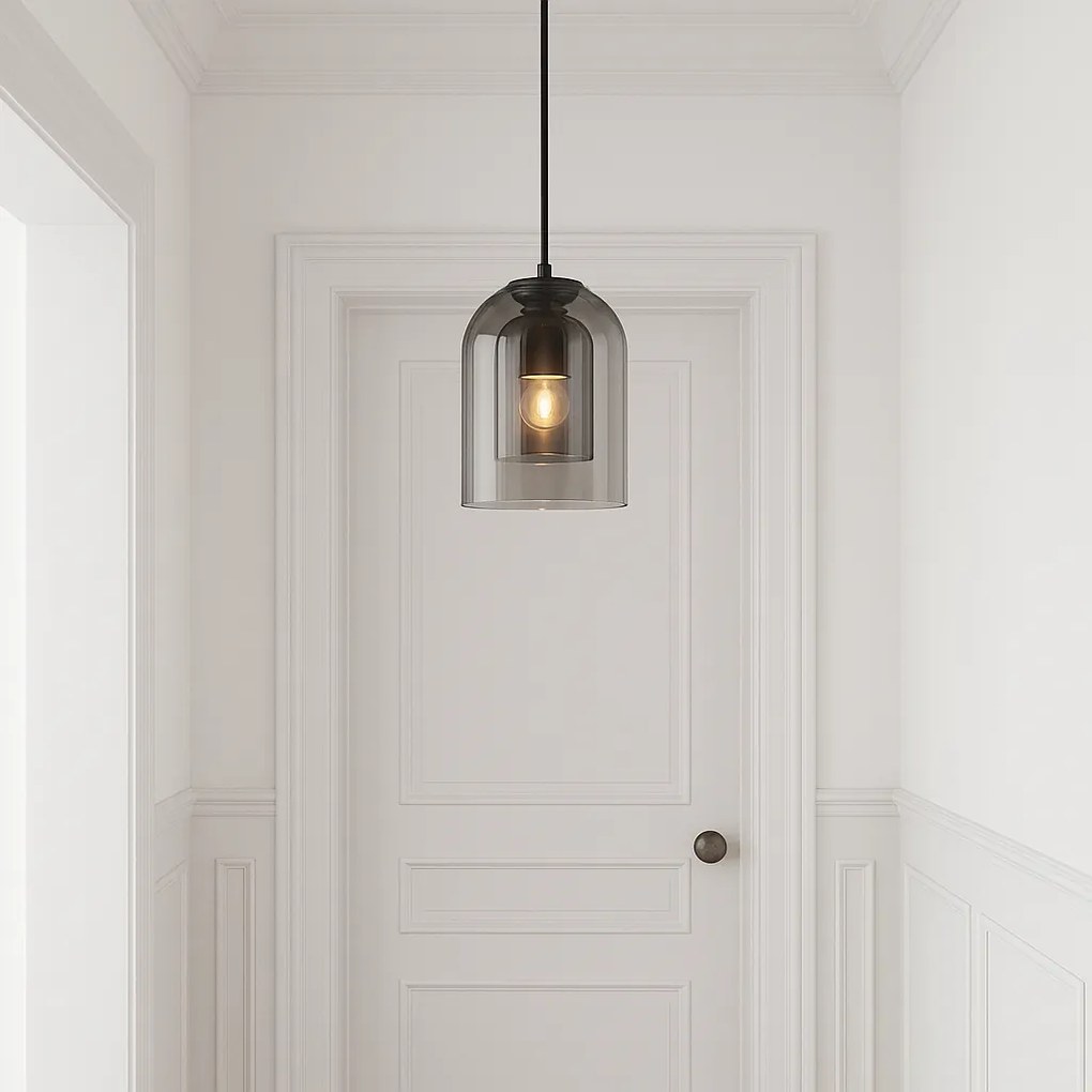 Toolight Amber, závěsné svítidlo 1xE27 APP1704-1PC, šedá-černá, OSW-04336
