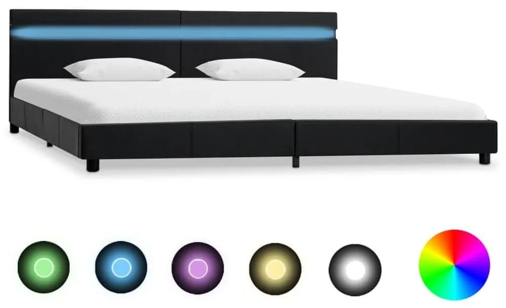 Petromila Rám postele s LED světlem černý umělá kůže 180 x 200 cm
