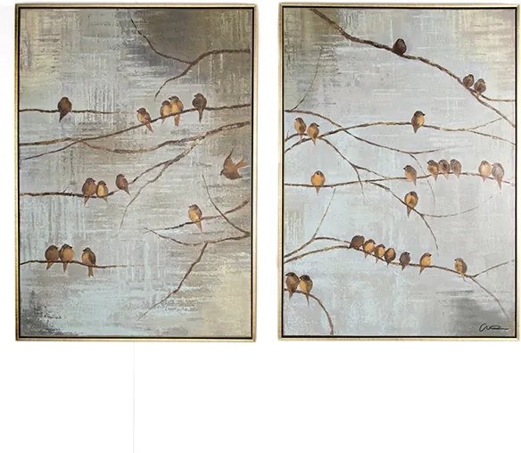 2-dílný obraz 102413, Flock Of Birds Handpainted Framed Canvas, Wall Art, Graham Brown