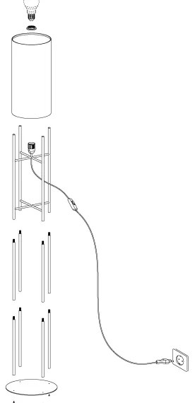 Eglo 43141 - Stojací lampa GLASTONBURY 1xE27/60W/230V