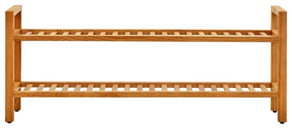 vidaXL Botník se 2 policemi 100 x 27 x 40 cm masivní dubové dřevo