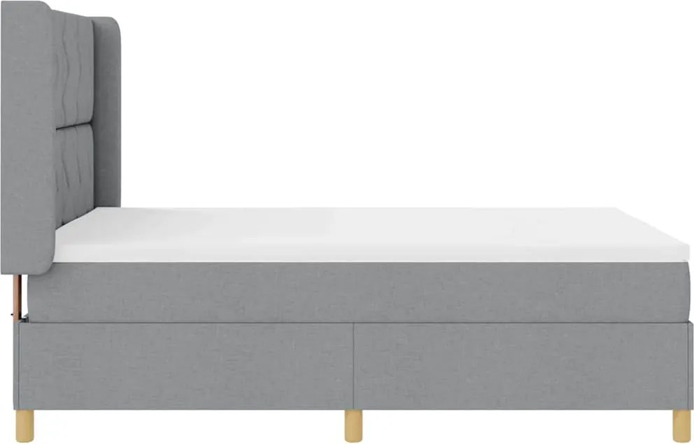 Postel s boxspringem s čelo Světle šedá 140 x 190 cm textil 3341889
