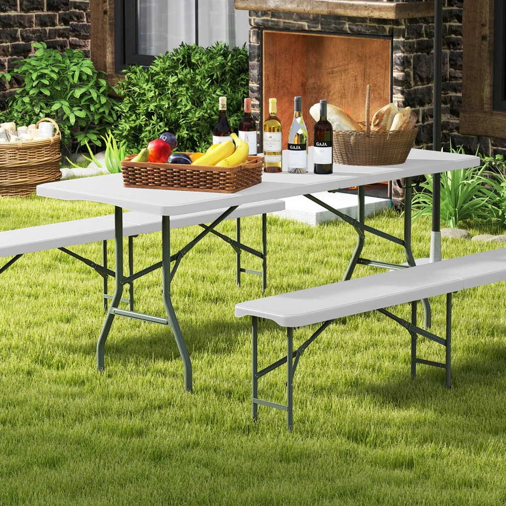 Costway Zahradní stůl skládací s HDPE stolovou deskou a rukojetí – 180 × 74 cm
