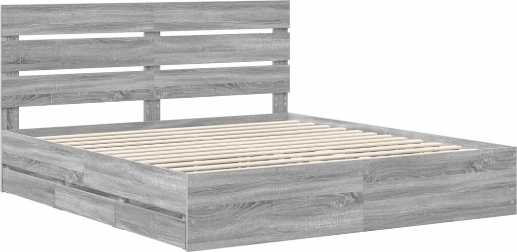Rám postele s čelo Šedá Sonoma 200 x 200 cm Inženýrské dřevo 3411812