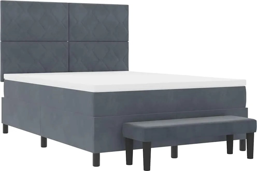 Postel s boxspringem s čelo Tmavě šedá 200 x 160 cm samet 3344589