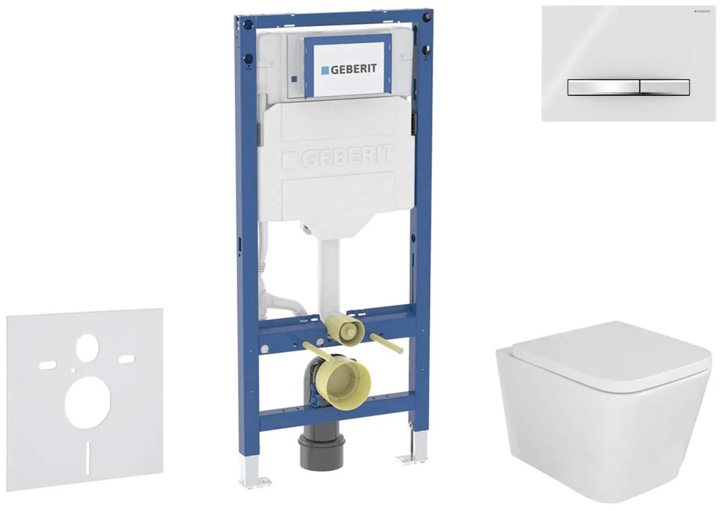 Geberit Duofix - Set předstěnové instalace, klozetu Arkas I a sedátka softclose, tlačítko Sigma50, chrom/alpská bílá SANI11CA3155B