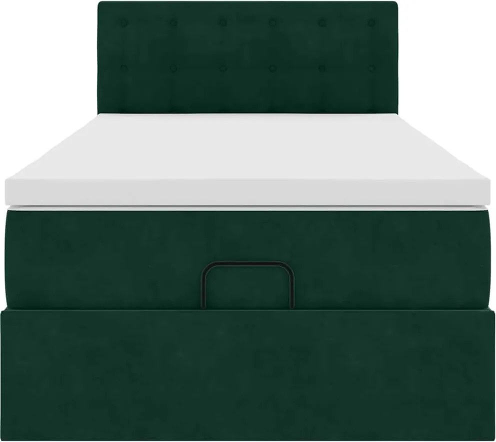 Osmanský rám postele s matrací tmavě zelené 100x200cm samet 3311900