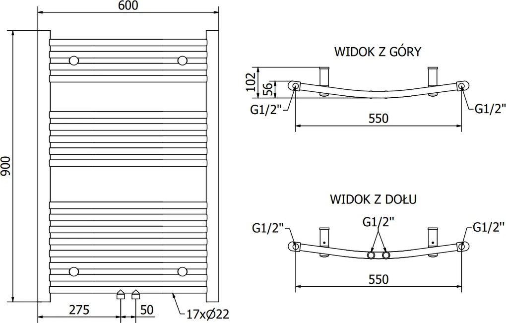 Mexen Ares, elektrické topné těleso 900 x 600 mm, 400 W, černá, W102-5900-600-6400-70