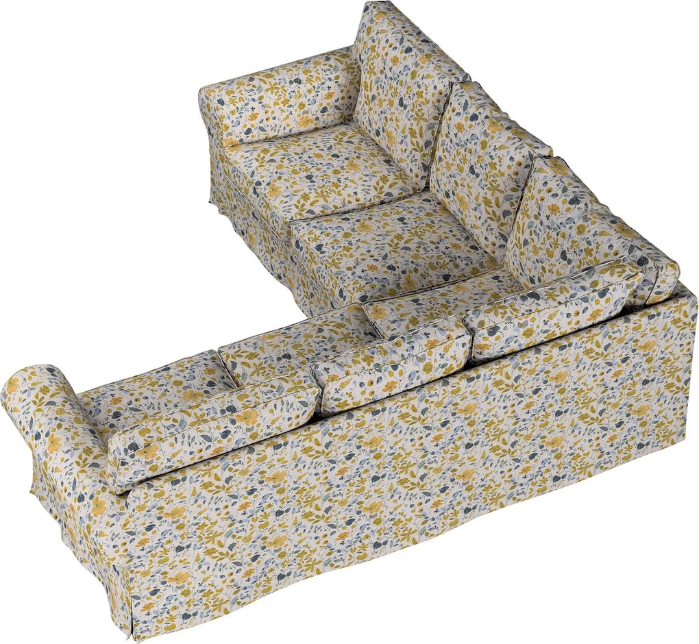 Potah na pohovku IKEA  Ektorp rohová barva žlutá látka pletený vzor, vzorované