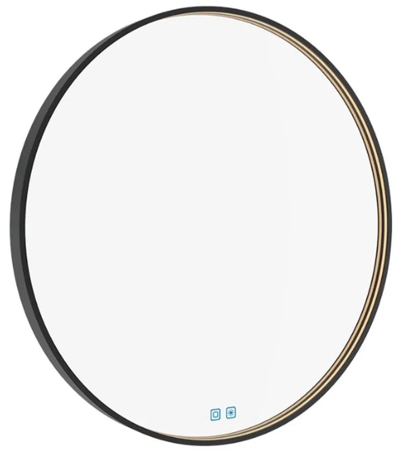 Nimco - Zrcadlo s LED osvětlením, průměr 70 cm, dotykový senzor, černá ZPC 31001RVX-90