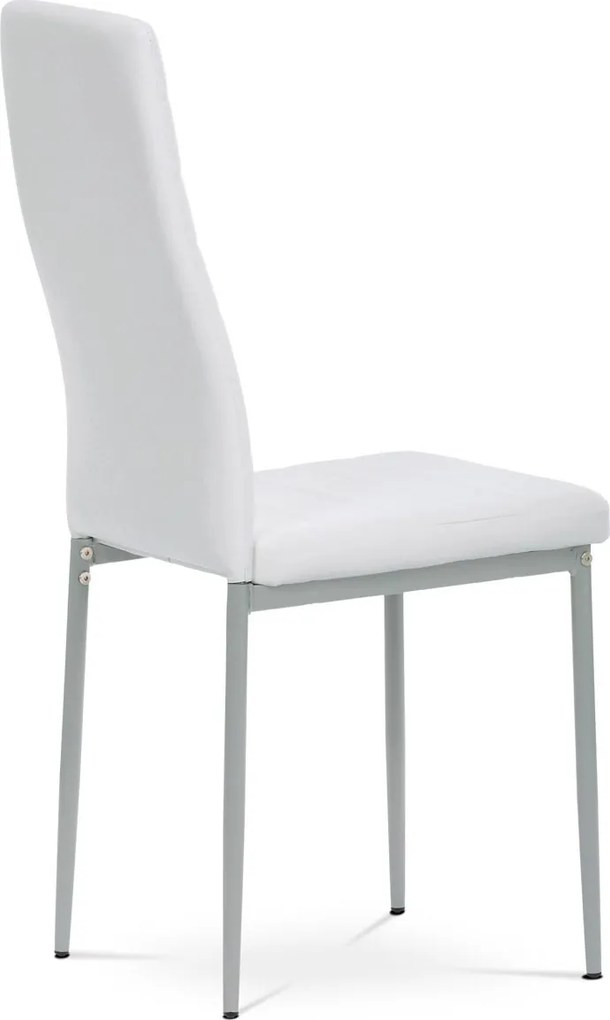 Autronic Židle jídelní, bílá koženka, šedý kov DCL-377 WT