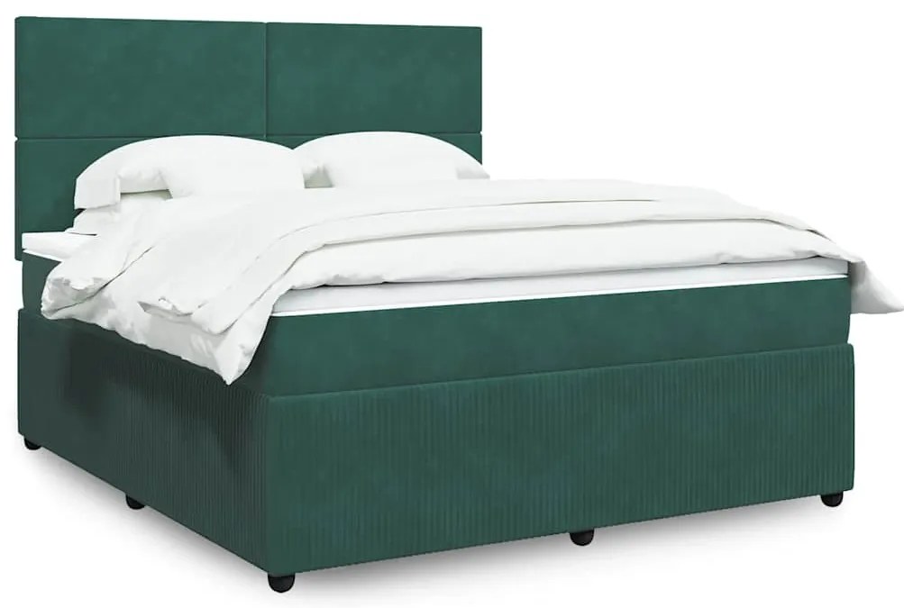 Box spring postel s matrací tmavě zelená 180x200 cm samet 3292403