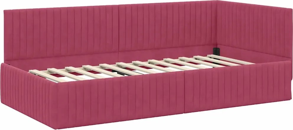 Rohový rám postele s matrací 2 ks Víno Červené 100 x 200 cm 3393832