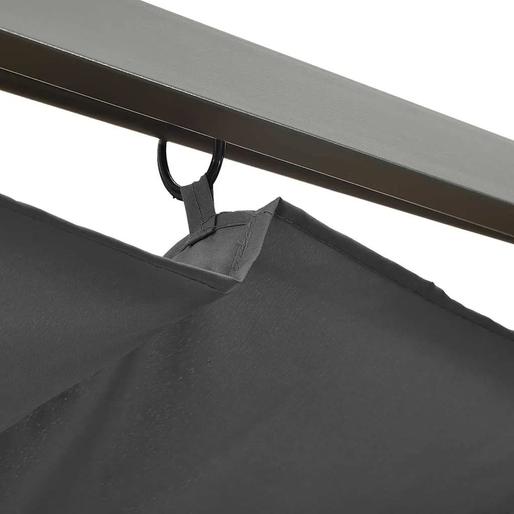Pergola se zatahovací střechou antracitová 3x3 m ocel 180 g/m² 312226