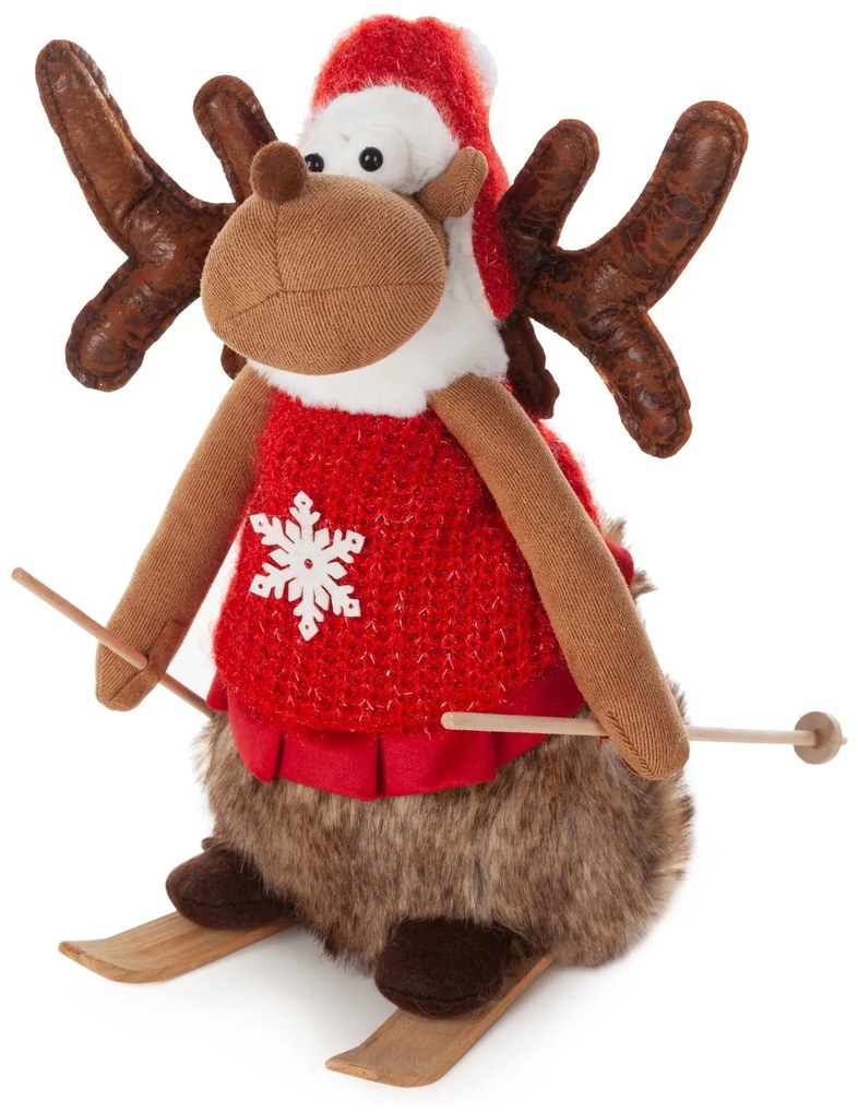 VÁNOČNÍ DEKORAČNÍ FIGURKA REINDEER 37 CM VÍCEBAREVNÁ