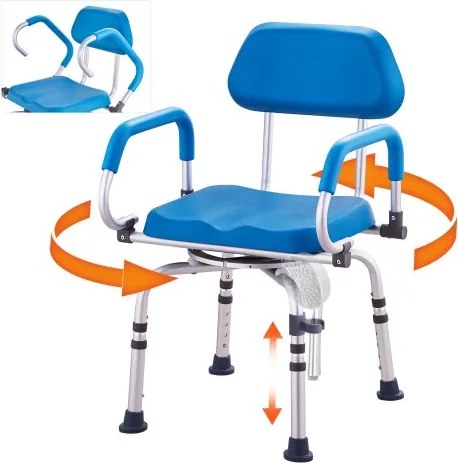 křeslo do sprchy otočné o 360° a otočné ramena Polstrované sedátko 136,1 kg