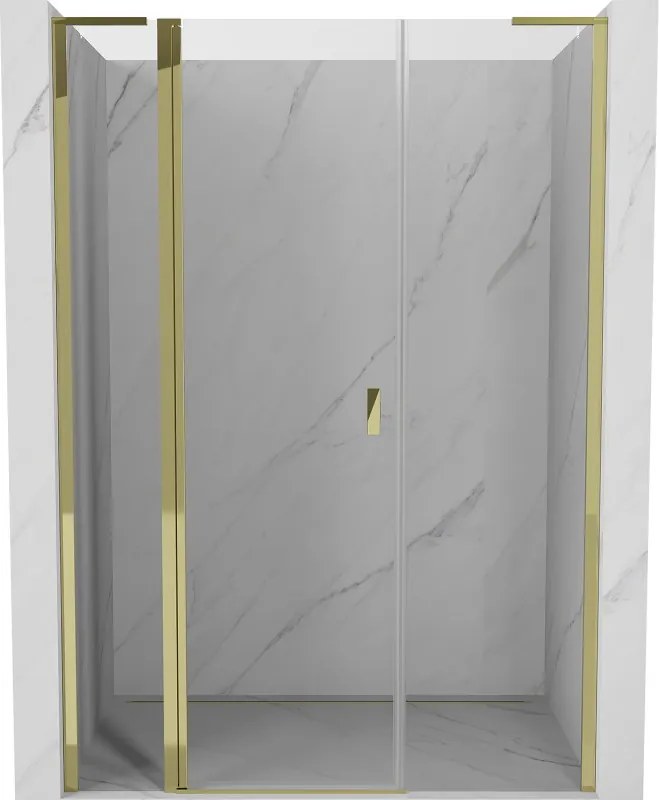 Mexen, Mexen Mist L výklopné sprchové dveře 145 cm, transparentní, zlaté - 8A4L-145-001-50-00