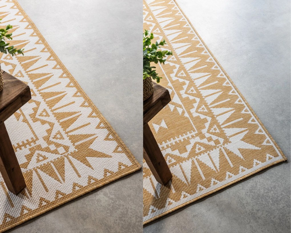 ELLE Decoration, Kusový koberec Gemini 106022 Ochre z kolekce Elle – na ven i na doma, 80x150, žlutá, chodba / předsíň