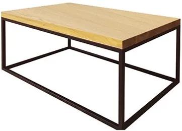 Drewmax Konferenční stůl ST375 Š100, šířka desky: 2,5cm, masiv dub bělený černá matná