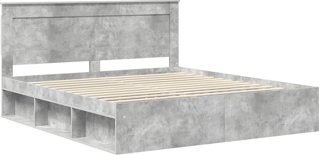 Rám postele s čelo Beton 180 x 200 cm Masivní borové dřevo 3410059
