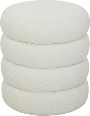 HOMCOM taburet, kulatý, teddy fleece, do 120 kg, Φ40x45H cm, bílá