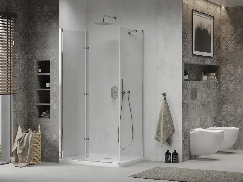 Mexen Lima sprchový kout 120x80cm, 6mm sklo, chromový profil - čiré sklo + Slim sprchová vanička - 856-120-080-00-00-4010