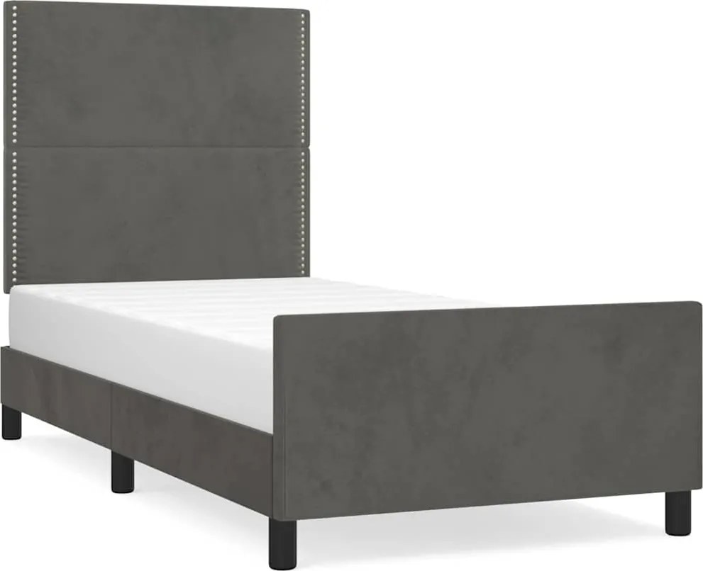 Rám postele bez matrace tmavě šedý 90 x 200 cm samet 3125673
