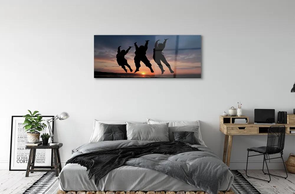 akrylový obraz Lidé mraky západ 120x60 cm