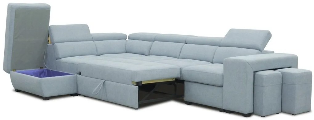 Casarredo - Komfort nábytek Rohová sedací souprava PIETRE s taburetem, rozkládací, levá,  Ocean 29 šedá