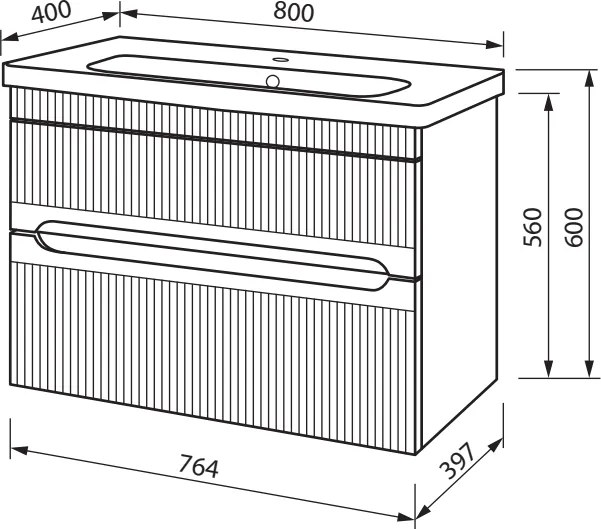 Lavedo Aria Air White 80 koupelnová skříňka s umyvadlem