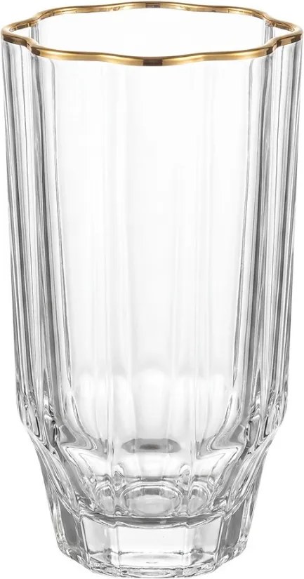 Elegantní sklenice na vodu se zlatým okrajem - Ø 7*13 cm / 300 ml