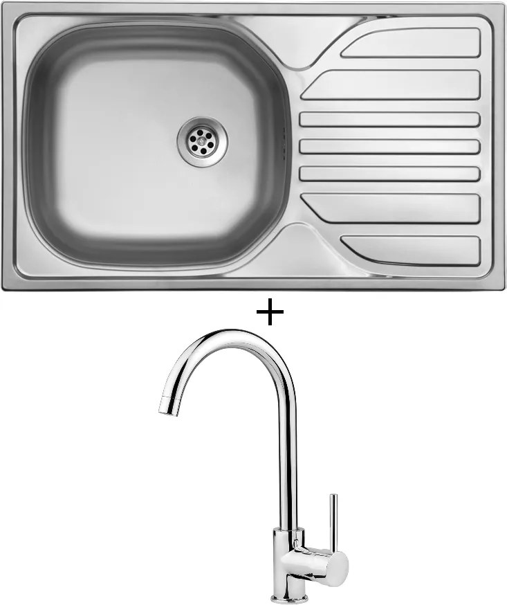 SET Sinks COMPACT 760 M nerez matný + Deante ASTER 062 M chrom