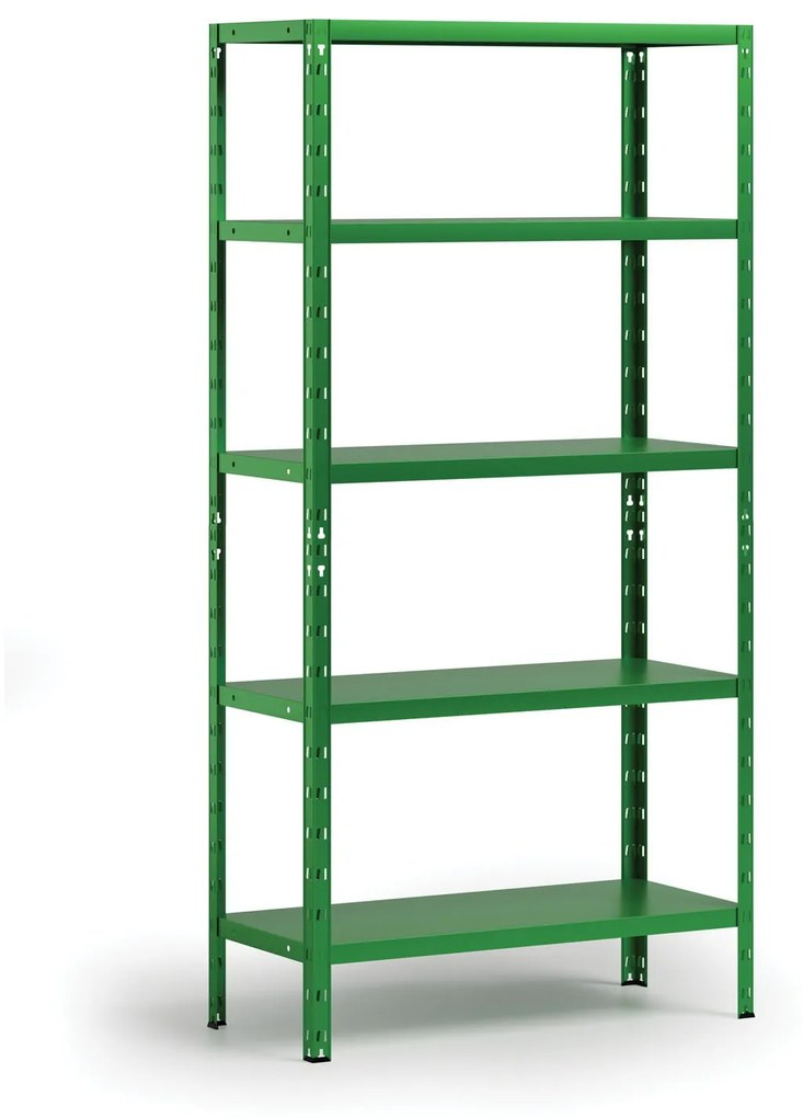 Policový regál 1800x900x400 mm, 5 polic, nosnost police 70 kg, zelený
