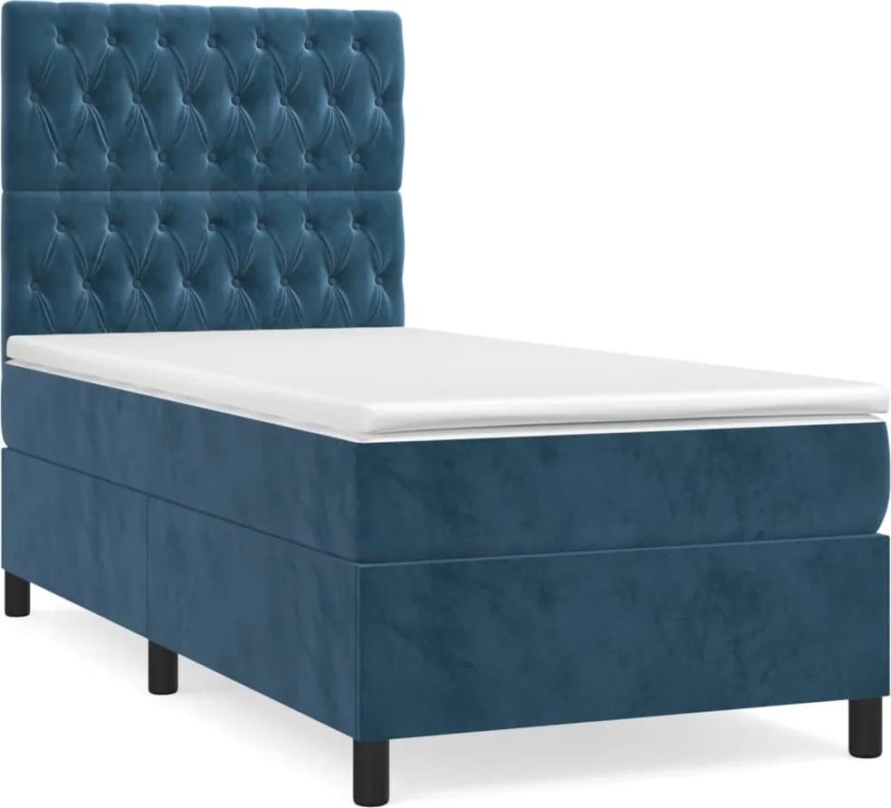 vidaXL Box spring postel s matrací 90x200 cm samet [3143185] Barva: Tmavě šedá