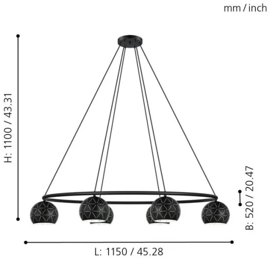 Eglo 98456 - Lustr na lanku CANTALLOPS 6xE14/40W/230V