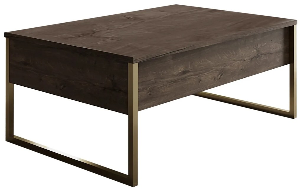 Designový konferenční stolek Hallan 90 cm ořech/zlatý