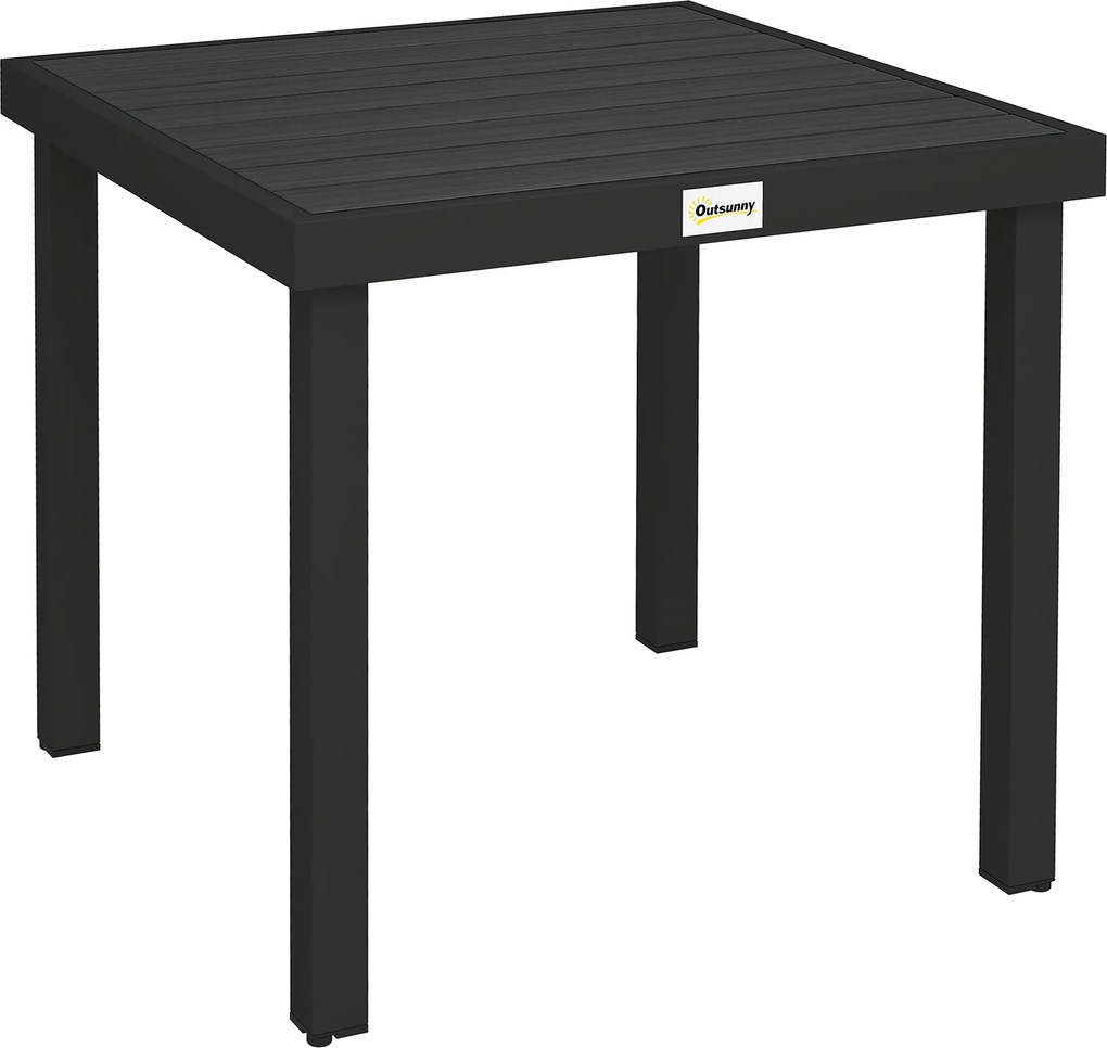 Outsunny zahradní stůl pro 4 osoby kompaktní jídelní stůl ze snadno udržovatelného hliníkového plastu černý 80x80x74cm pro zahradní nábytek | Aosom.de