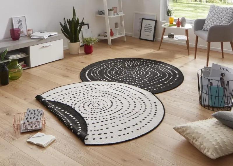 Bougari - Hanse Home koberce Kusový koberec Twin-Wendeteppiche 103109 schwarz creme Rozměr: 200x200 (průměr) kruh