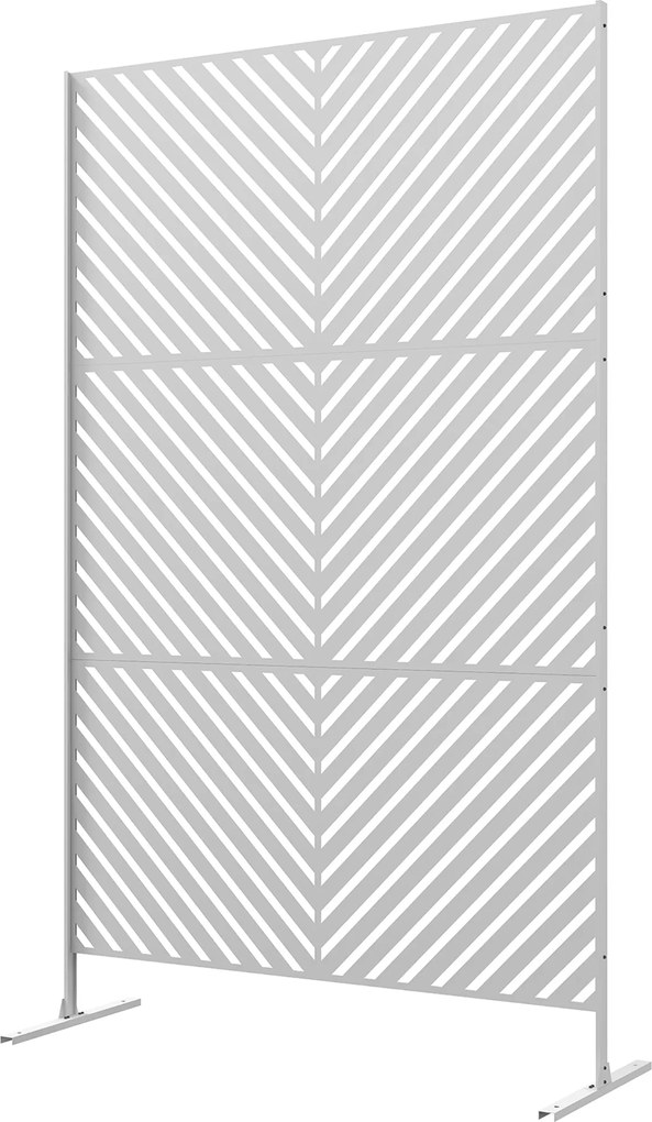 Outsunny Zahradní Dělící Stěna se 3 Díly s Inverzním Trojúhelníkovým Vzorem a Ocelovým Rámem pro Terasu a Zahradu 122x45x198 cm Bílá | Aosom