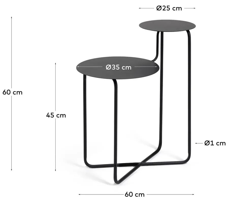 Černý kovový odkládací stolek Kave Home Vidalita