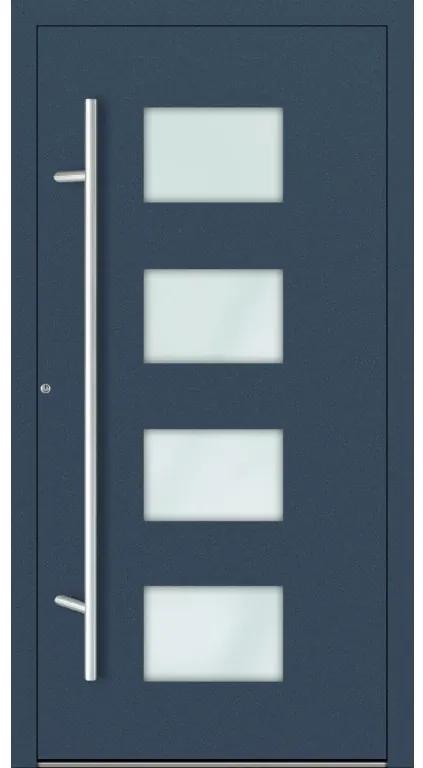 Hliníkové vchodové dveře FM Turen Premium P90 M211 modrá RAL5011 Orientace dveří: Levé, otevírání dovnitř, Standardní rozměr dveří včetně rámu: 100 cm x 200 cm - vnější rozměr rámu