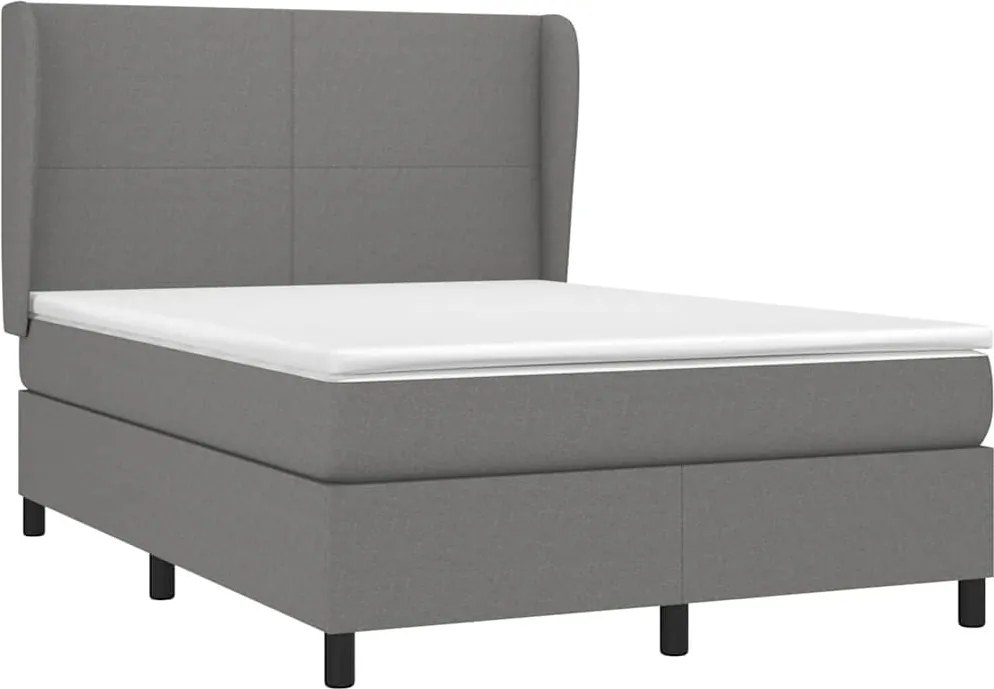 Box spring postel s matrací tmavě šedá 140x200 cm textil 3127806