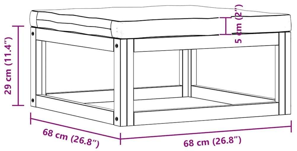 vidaXL Marketos Podnožka s tmavě šedou poduškou masivní akáciové dřevo