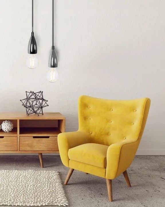 Toolight Rea, Stropní lampa Závěsná žárovka Chrome Black APP357-1CP, OSW-08423