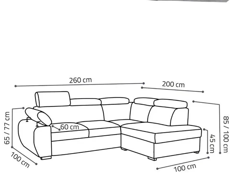 Sedací souprava BASTON | 260x200 cm | rozkládací + úložný prostor | VÝBĚR TKANIN
